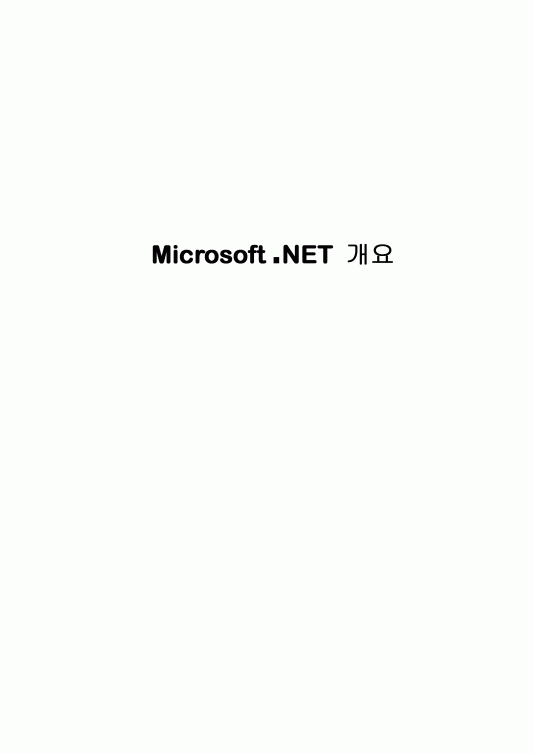 마이크로소프트 .NET 개요