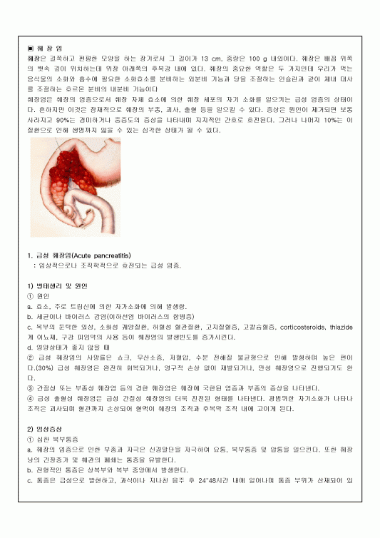 췌장염[pancreatitis, 膵臟炎]문헌고찰과 간호