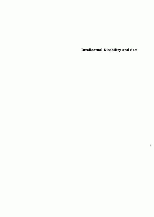 Intellectual Disability and Sex