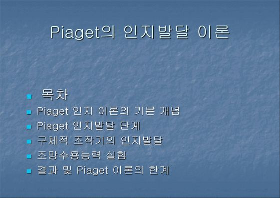 Piaget의 인지발달 이론 발표용
