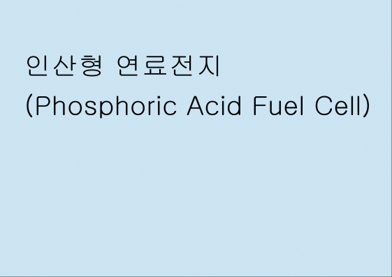인산형 연료전지(Phosphoric Acid Fuel Cell)