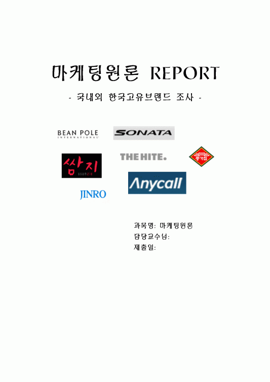 [브랜드] 한국 고유브랜드의 성공 사례 및 전략 모음집 (빈폴, 소나타, 쌈지, 애니콜, 진로, 종가집김치)