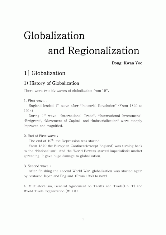 Grobalization & Regionalization