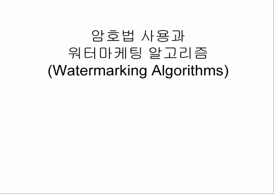 암호법 사용과 워터마케팅 알고리즘(Watermarking Algorithms)