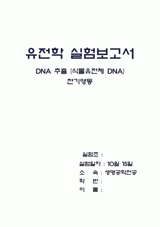 DNA 추출 (식물유전체 DNA) 전기영동