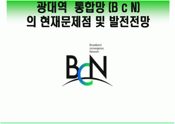 광대역  통합망 (BcN)의 현재문제점 및 발전전망