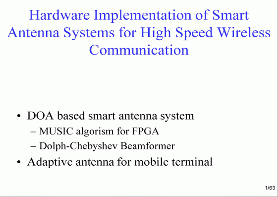 Hardware Implementation of Smart Antenna Systems
