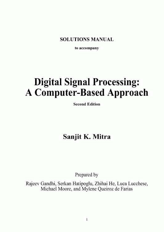 [Solution] digital signal processing-a computer-based approach 2nd by mitra