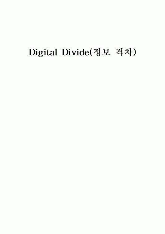 Digital Divide(정보 격차)