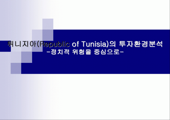 튀니지아 Republic of Tunisia)의 투자환경분석