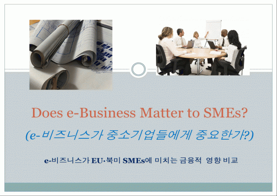 Does e-Business Matter to SMEs? (e-비즈니스가 중소기업들에게 중요한가?) e-비즈니스가 EU·북미 SMEs에 미치는 금융적  영향 비교