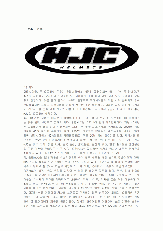 홍진 HJC의 해외 진출 성공사례