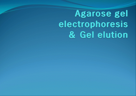 Agarose gel electrophoresis ＆ Gel elution - 전기영동
