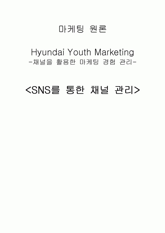 [마케팅 원론] 현대차 유스마케팅(Hyundai Youth Marketing) -채널을 활용한 마케팅 경험 관리- SNS를 통한 채널 관리