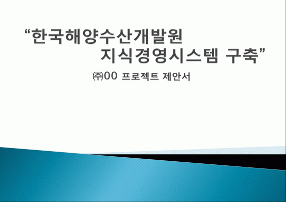 [프로포절] “한국해양수산개발원 지식경영시스템 구축” ㈜00 프로젝트 제안서