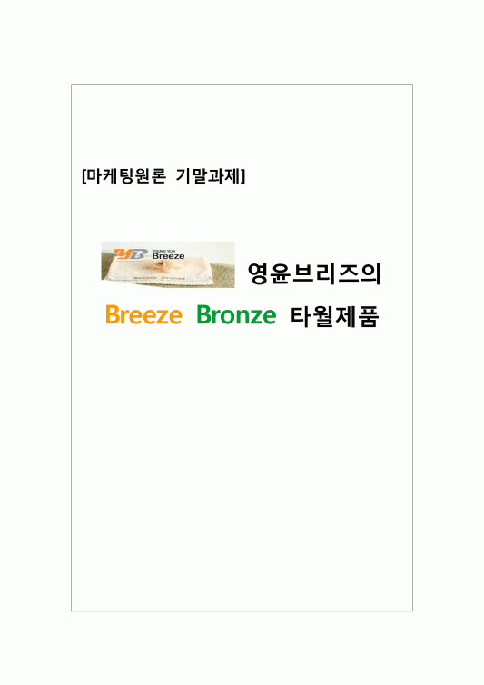 [마케팅원론 기말과제] 영윤브리즈의 Breeze Bronze 타월제품