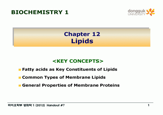 BIOCHEMISTRY 1 - Chapter 12 Lipids