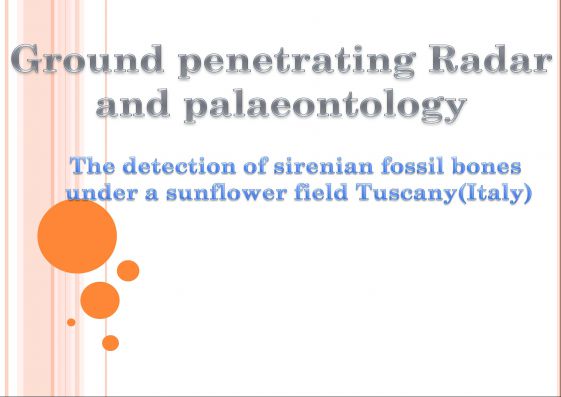 고생물학-레이더탐사 Ground penetrating Radar and palaeontology - The detection of sirenian fossil bones under a sunflower field Tuscany(Italy).PPT자료