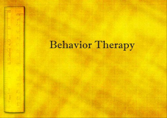 [우수레포트]Behavior Therapy(체육과학)의 기원, 특징, 방법, 공헌점,