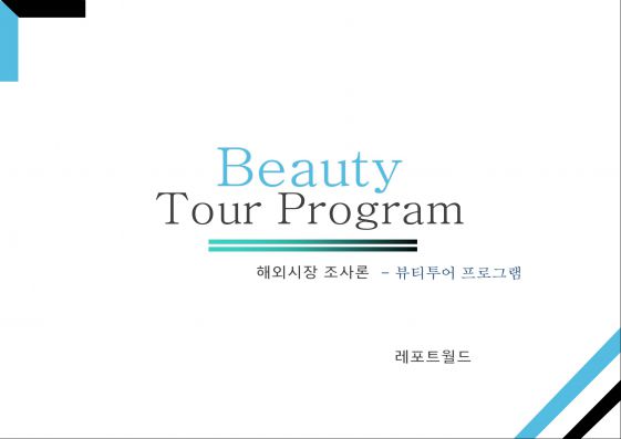 해외시장조사론 - 뷰티투어 프로그램 (Beauty Tour Program)