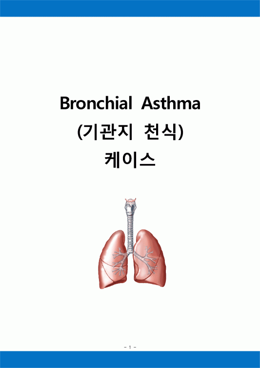 Bronchial Asthma 기관지 천식 케이스 A+ (기관지 천식 케이스, 기관지 천식 간호과정, 기관지 천식CASE STUDY, ASTHMA CASE STUDY, ASTHMA 케이스, 기관지 천식 사례연구)