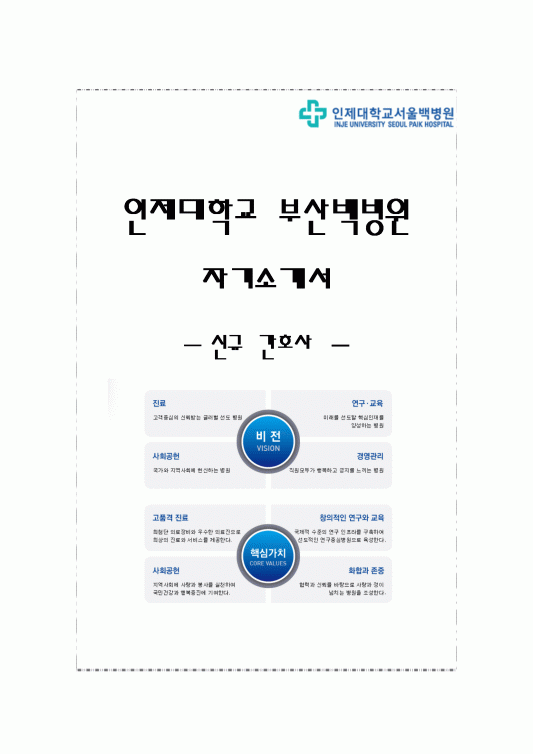 인제대학교 부산백병원 신규 간호사 채용 자기소개서