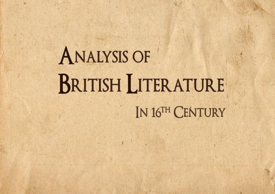 영국문학 16세기 르네상스 문학사 튜더왕조