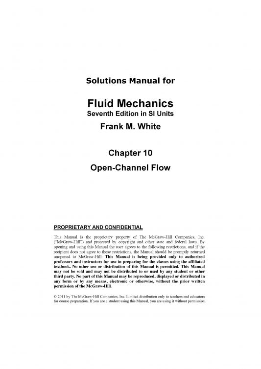Fluid Mechanics-Frank M White Solution Ch10