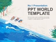 심플한 파도일러스트 파워포인트 PPT 템플릿 디자인
