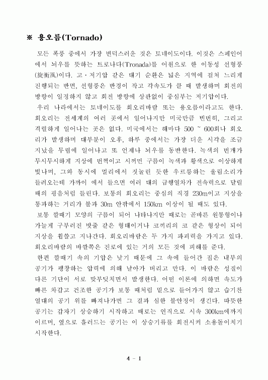 용오름(Tronado)현상