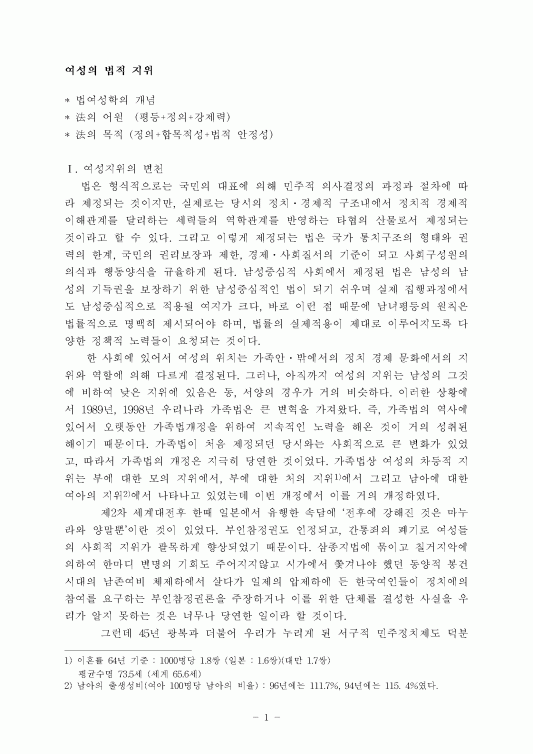 여성의 법적 지위권에 대하여