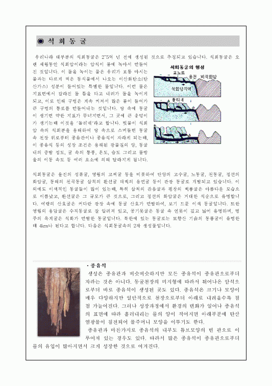 석회동굴 레포트 자료