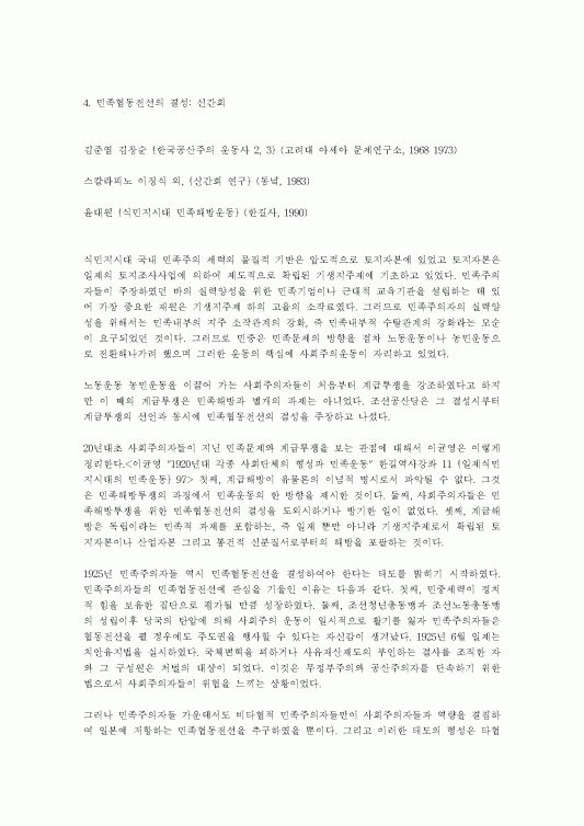 민족협동전선의 결성: 신간회