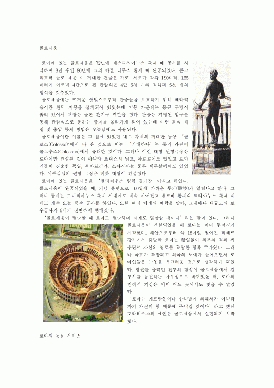 로마의 콜로세움, 원형경기장