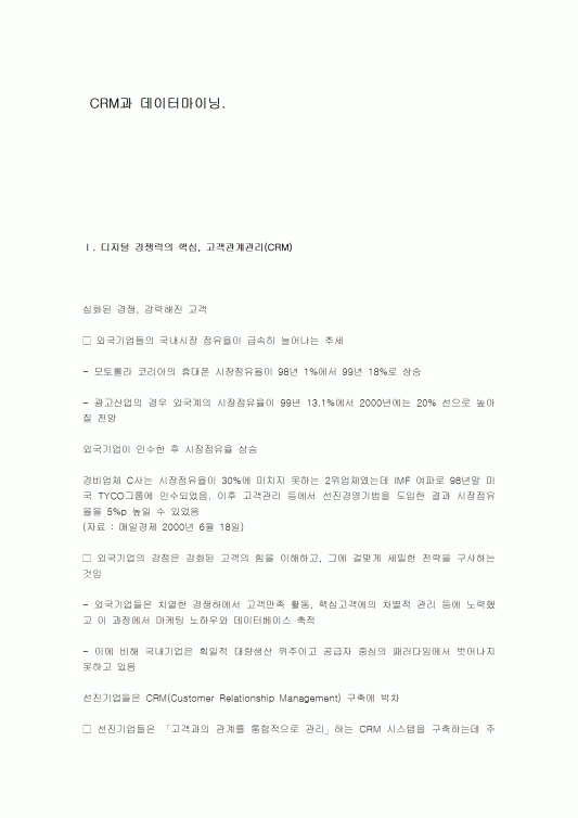 CRM과 데이터마이닝
