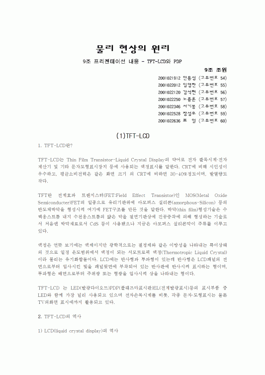 TFT LCD MONITER 레포트 자료