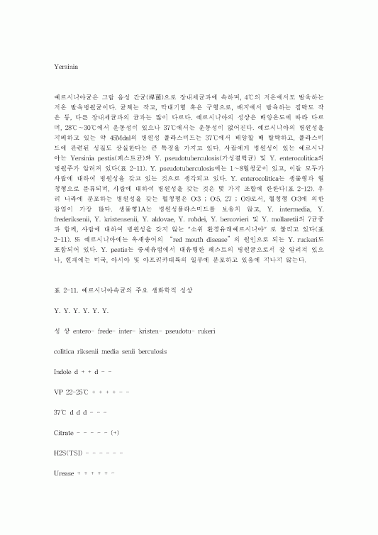 Yersinia 레포트 자료