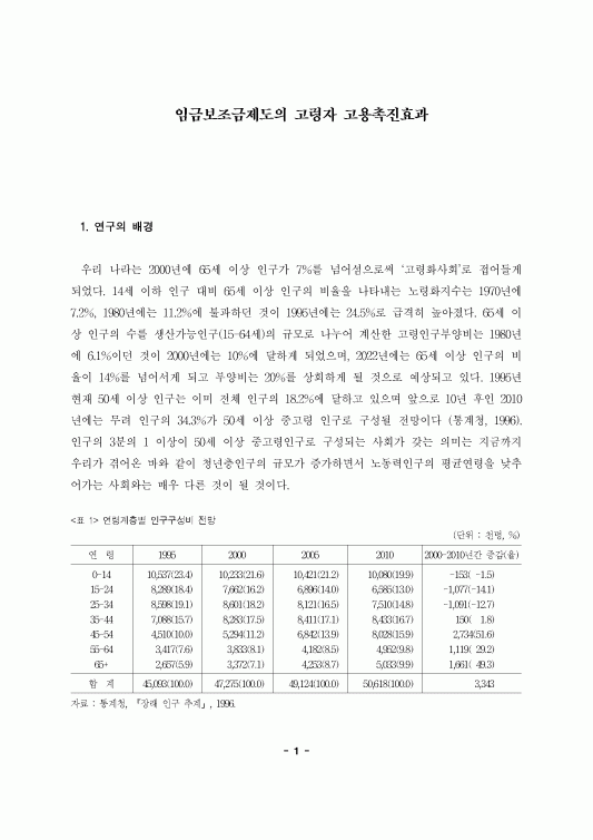 임금보조금제도의 고령자 고용촉진효과