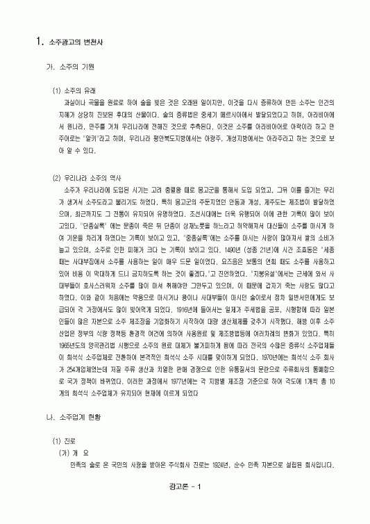 소주에 마케팅 전략과 광고 분석