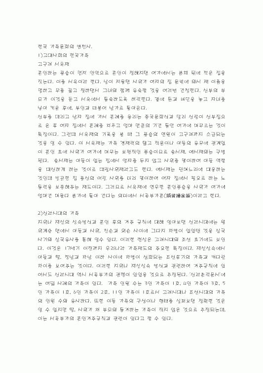 한국 가족 문화의 변천사