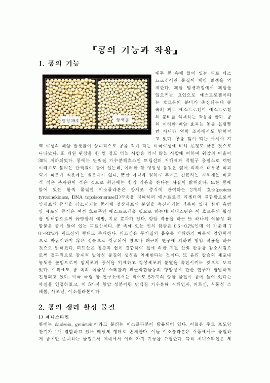 콩의 기능과 작용
