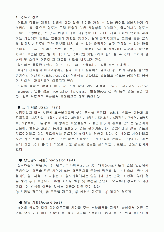 [기계공학] 경도실험 [분석/조사]