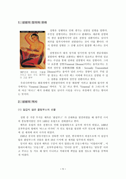 [보건학]성병 레포트 자료