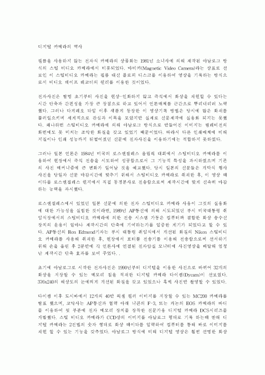 디지털 카메라의 역사