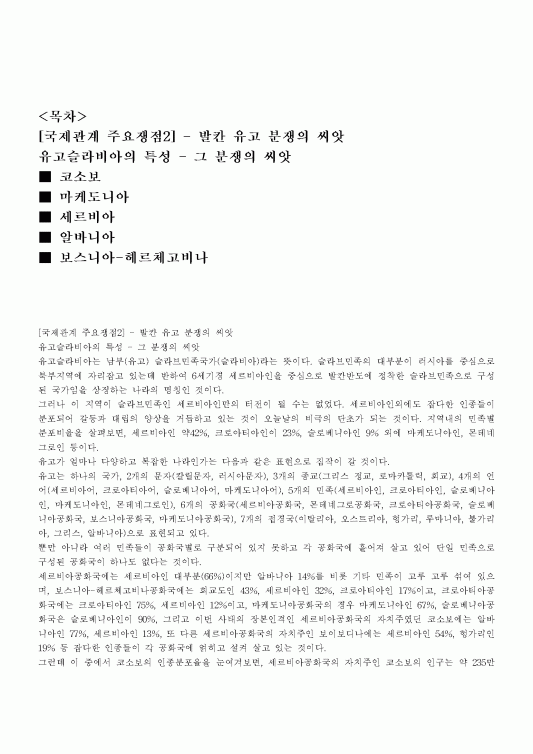 발칸 유고 레포트 자료