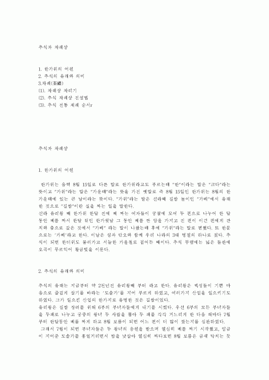 가정학-추석명절과 차례상