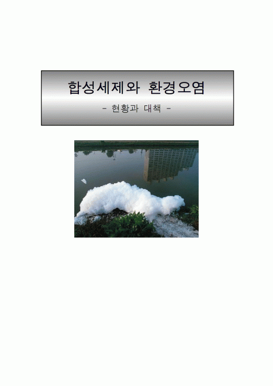 합성세제와 환경오염 - 현황, 처리, 대책