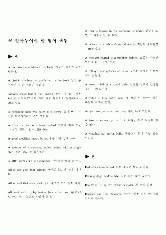 영어속담 레포트 자료