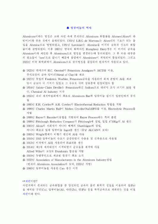 알루미늄과 동의 제련법