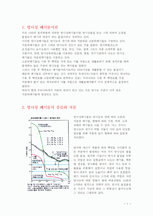 방사성 폐기물의 종류와 그 처리방식